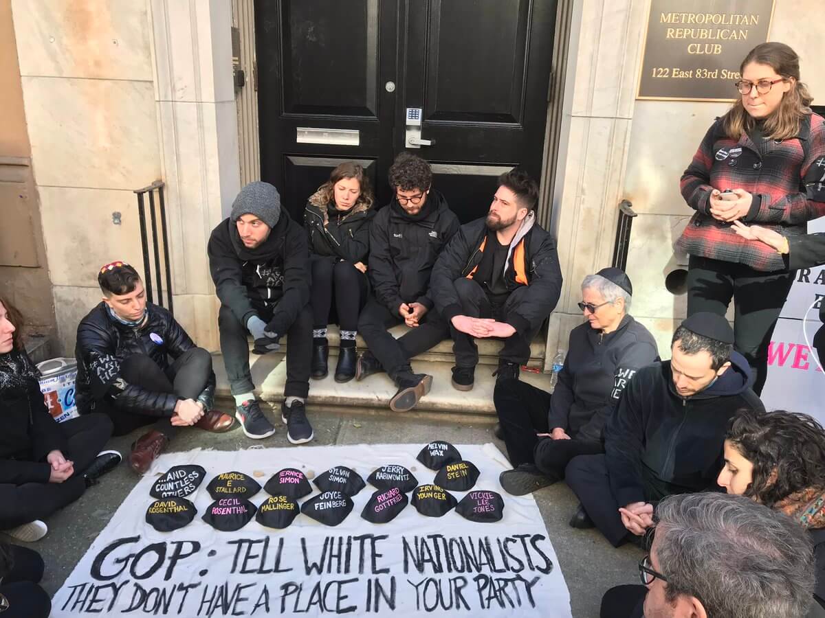 Young Jews hold sit-in at Republican club that hosted ‘Proud Boys’ to ...