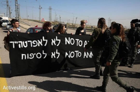 ‘No to Apartheid’: Palestinian activists blockade entrance to Israel’s ...